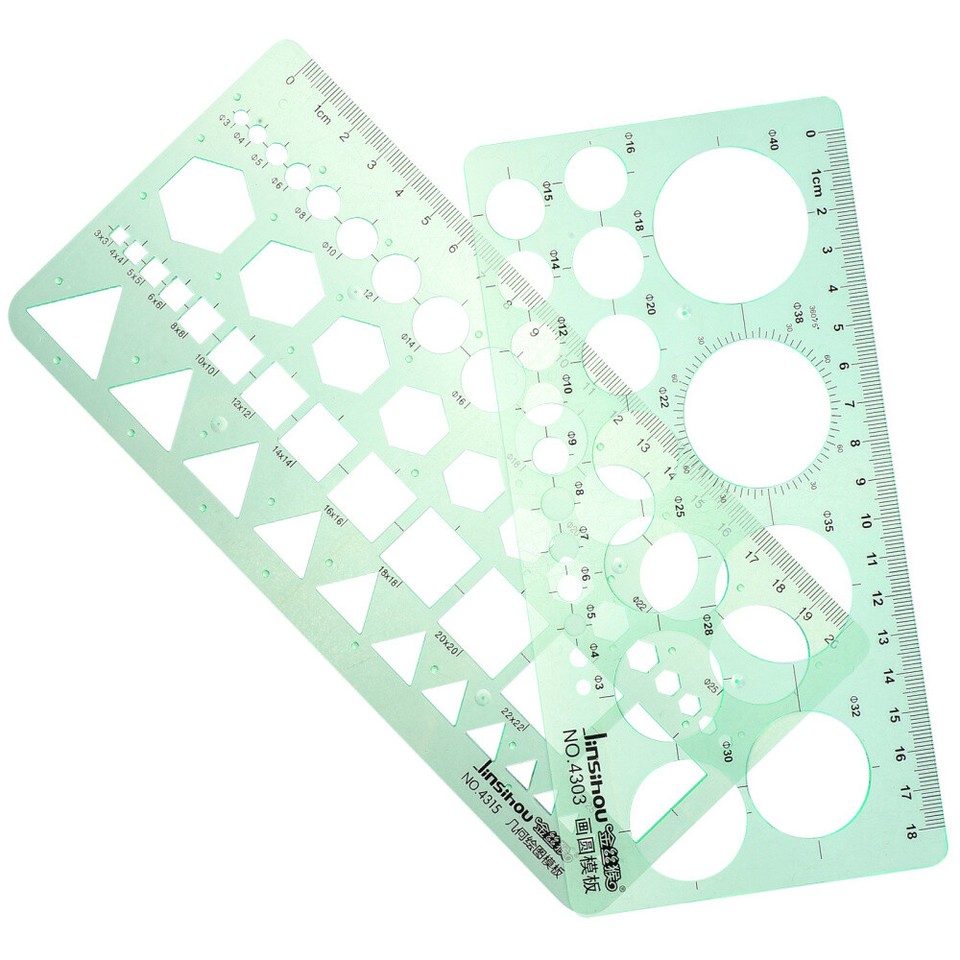 2Pcs Students Drawing Stencils Multi-functional Engineering Rulers ...