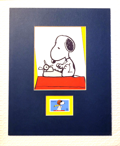 SNOOPY AT THE TYPEWRITER - FRAMEABLE STAMP ART - 1612 | eBay