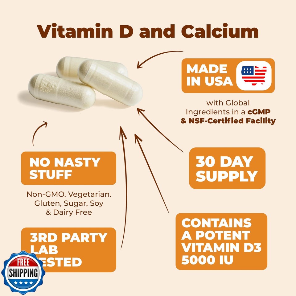 Vitamin D3 K2 and Calcium Supplement with BioPerine for Immune and Bone ...