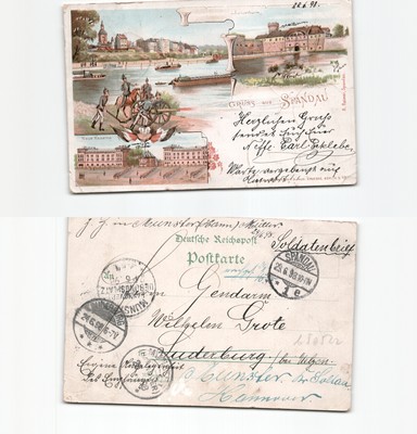 (b80522) Ansichtskarte Spandau 1898 nach Suderburg, Soldatenbrief ...