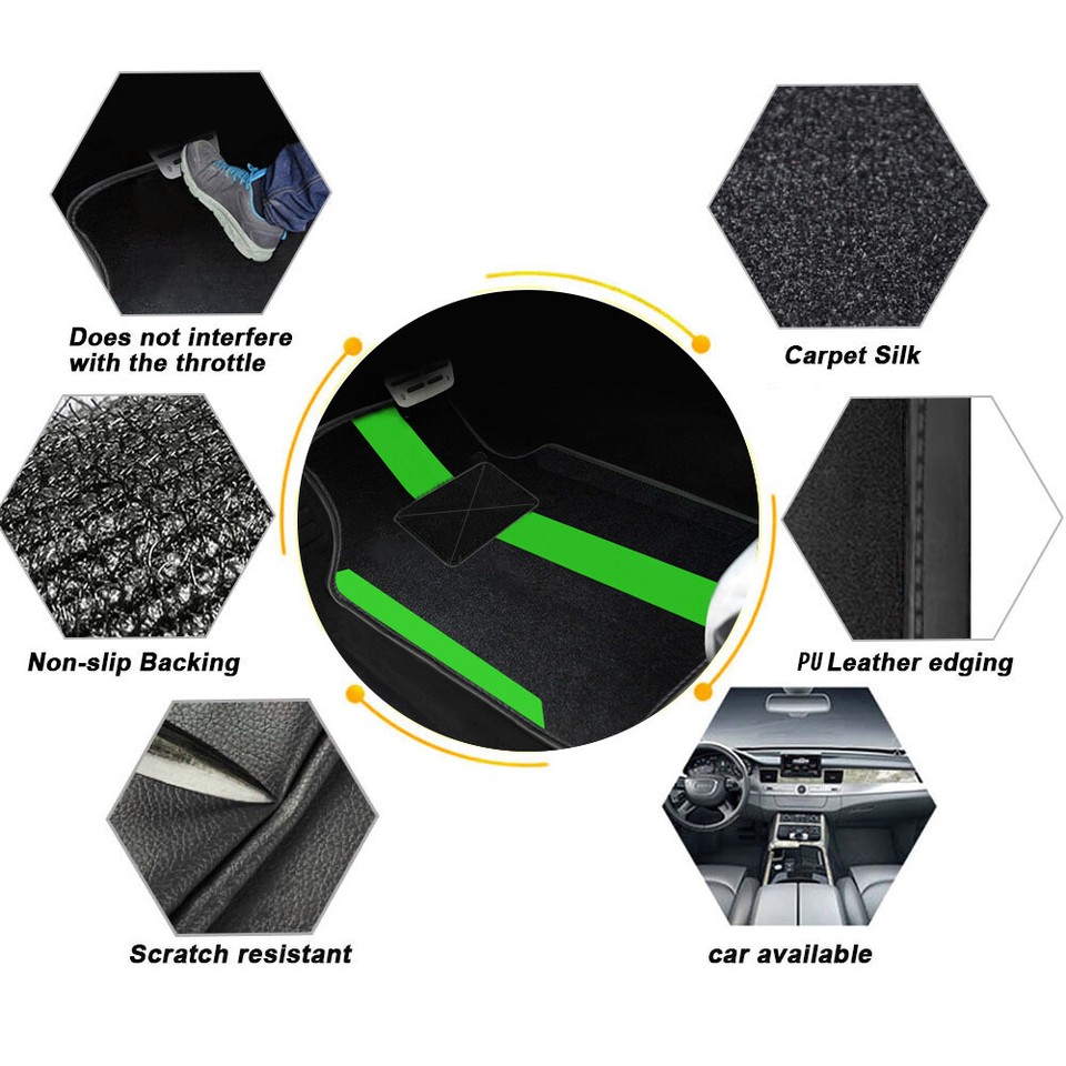 for Nissan Car Floor Mats Type A Liner Carpet Suede Type 9 Black Green ...