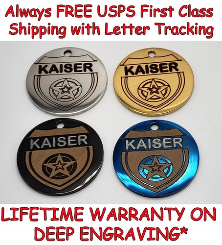 Police Badge Pet ID Tag for K9 – Silent, Stainless Steel, Double-Sided ...