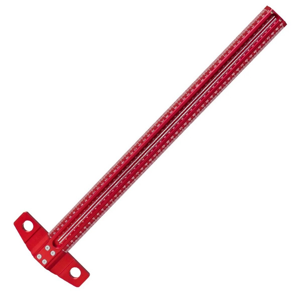 Woodworking Scribe Metric/Inch T-Square Hole Pocket Ruler Aluminum Line ...