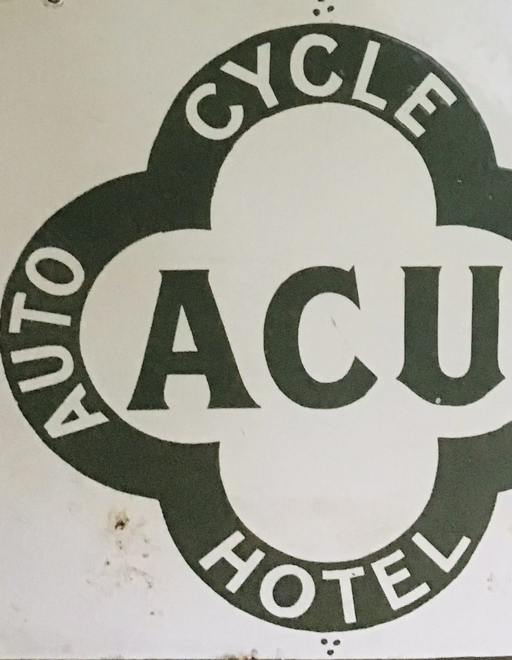 Vintage, “ACU” ‘Auto Cycle Union Hotel’ Double Sided, Enamel ...
