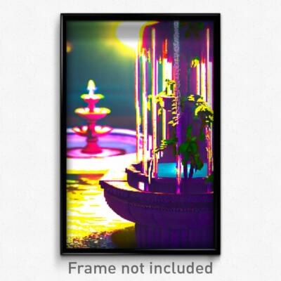 Pixel Art Poster - Tiny Fountain (8 Bit Psychedelic Trippy Video Game ...