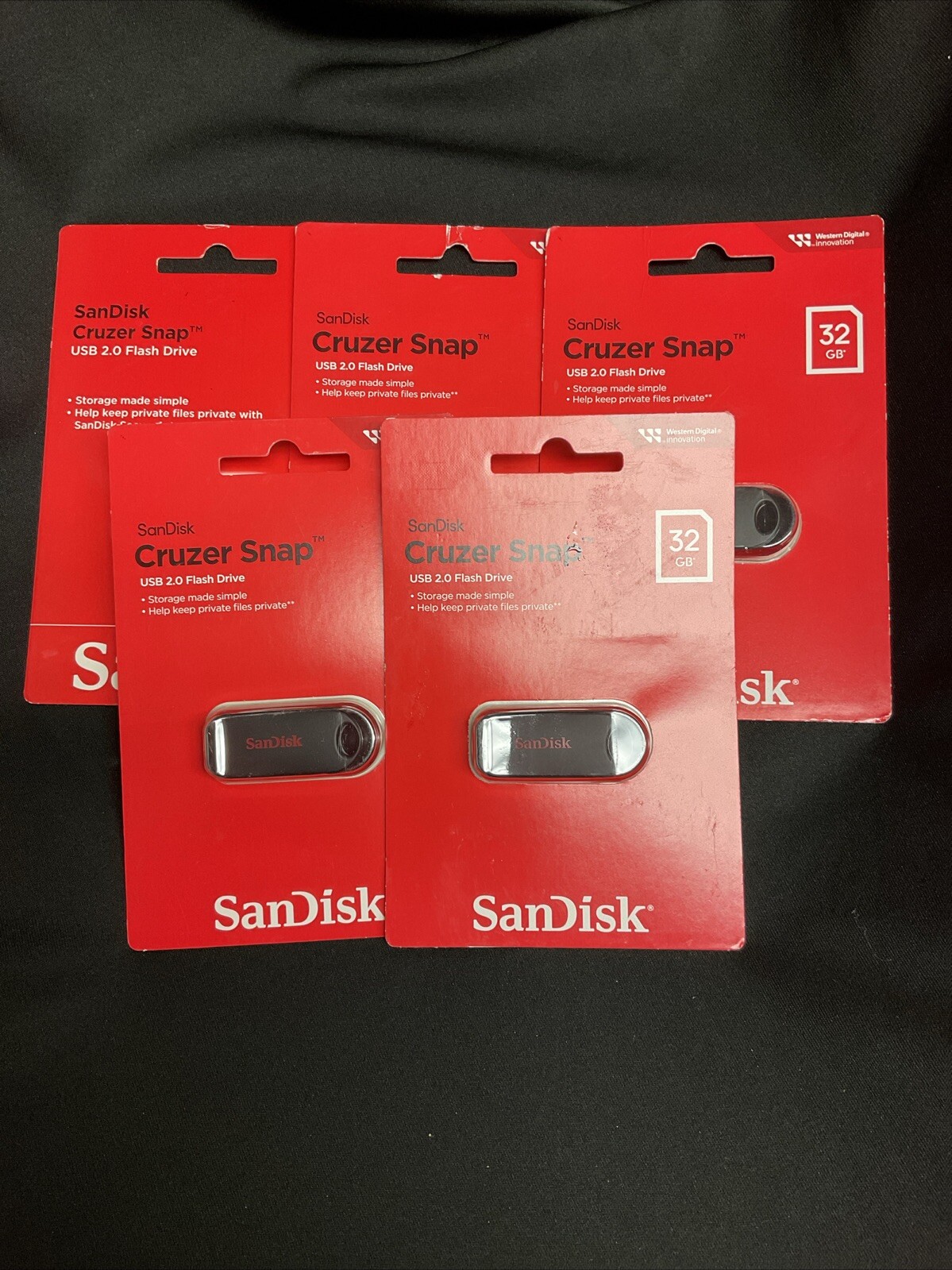 Lot Of 5 SanDisk Cruzer Snap USB 2.0 Flash Drive 32 GB USB Storage ...