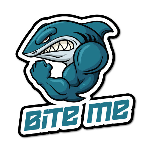 Bite Me Shark Sticker Decal Boat Fishing Tackle 4x4 #5960ST | eBay