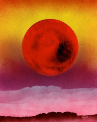 Art painting original hand painted signed Colored Landscape with Purple ...