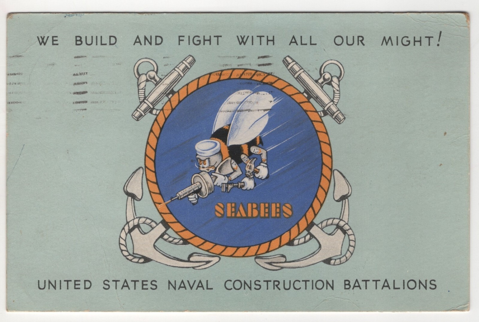 Great Vintage 1943 WW II Postcard - SEABEES - US NAVAL CONSTRUCTION ...