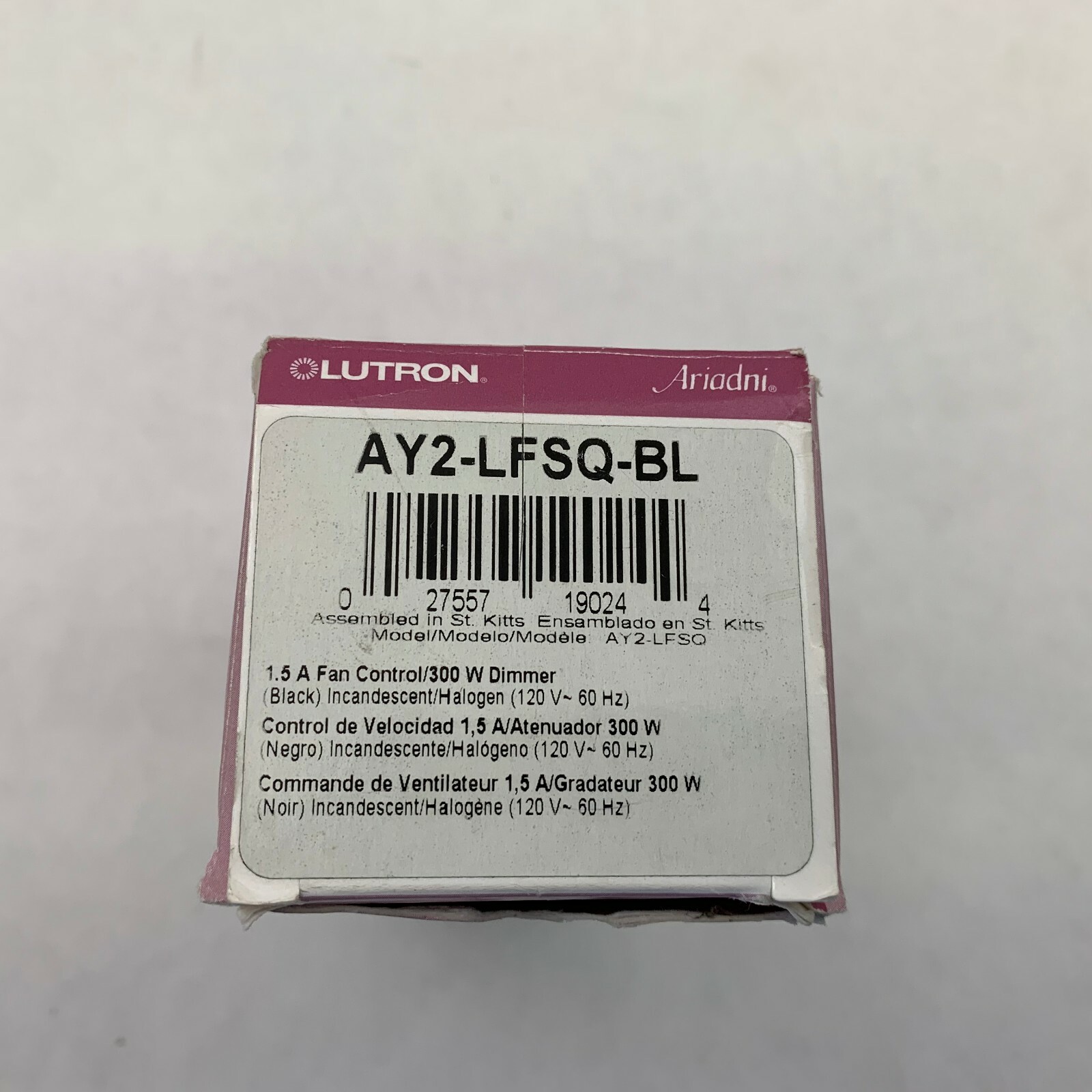 Lutron AY2-LFSQ-BL NIB 1.5A 120V Fan Control 300W Dimmer Black See Pics ...