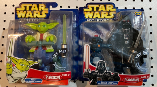 Playskool Star Wars Jedi Force Yoda & Darth Vader Lot. Sealed ...
