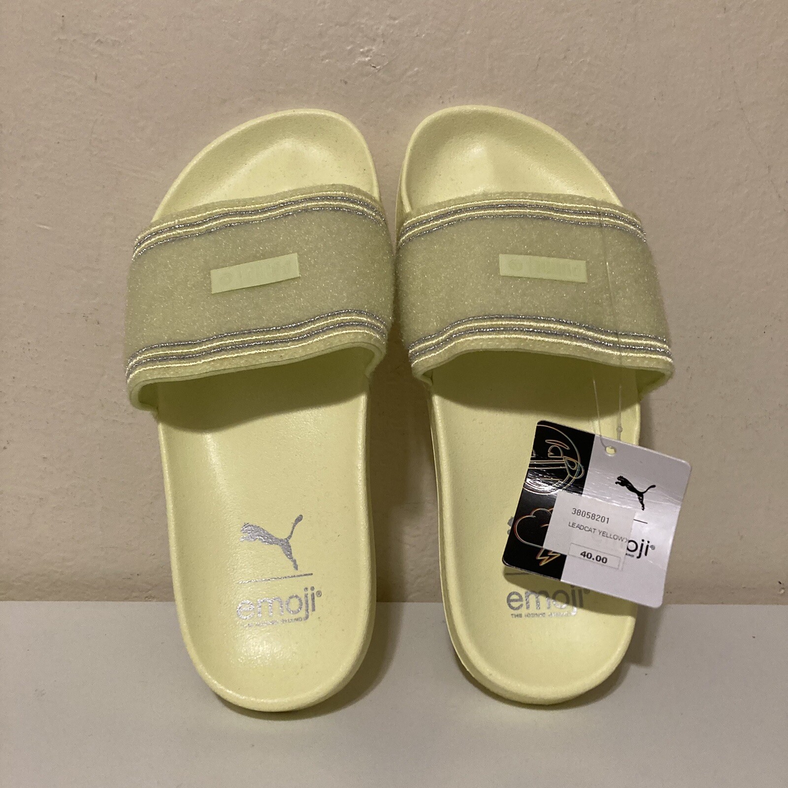 Puma Leadcat x Emoji Yellow White Women Slides Slippers Sandals ...
