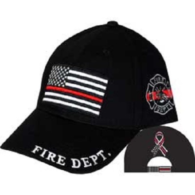 Thin Red Line USA Fire Memorial Ribbon Badge Fallen Officers Black Cap ...