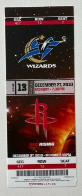 2010 Washington Wizards at Houston Rockets Ticket 12/27/10 | eBay