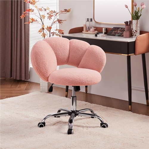 Boucle Desk Chair Cloud-shaped Vanity Chair Adjustable Swivel Home ...