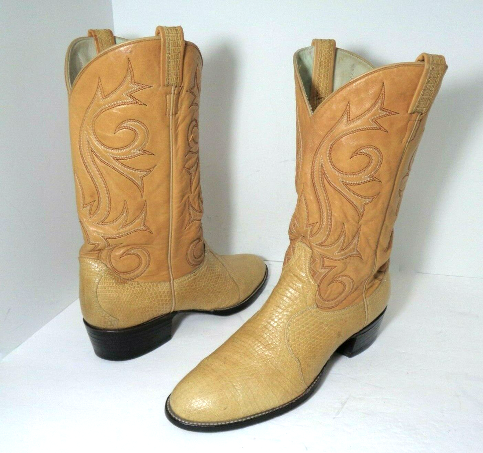Rare Larry Mahan Vtg Mens Skin Leather Cowboy Western Boots US Size 11D ...