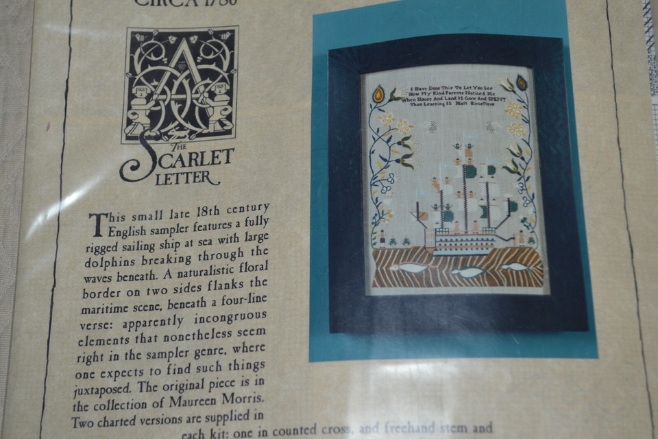 The Scarlet Letter Needlepoint Kit, The Seventeen Sailors sampler, silk ...