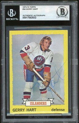 Gerry Hart Signed 1973-74 Topps Card #34 New York Islanders BAS Slabbed ...