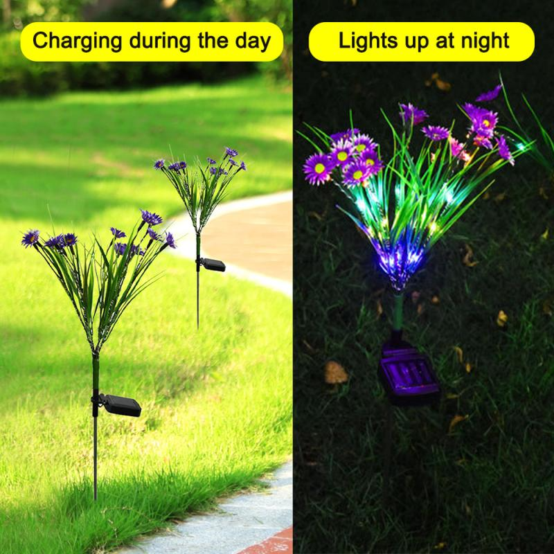 Solar Garden Lights LED Flower Stake Lamp Outdoor Yard Waterproof Patio ...