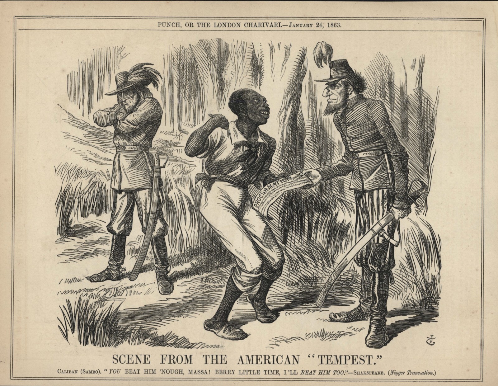 RARE 1863 CIVIL WAR CARTOON Abolition of Slavery RACISM - Shakespeare's ...