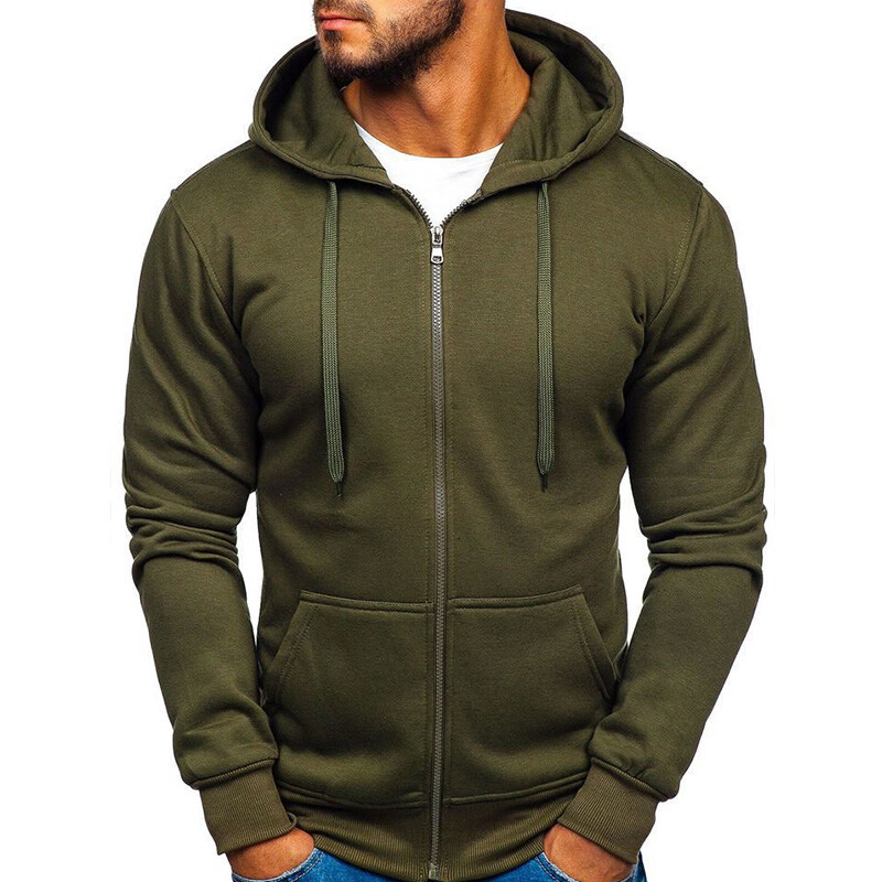 Men Zip Up Hoodie Jacket Plain Full Zipper Hooded Fleece Sweatshirt Athletic ṑ | eBay