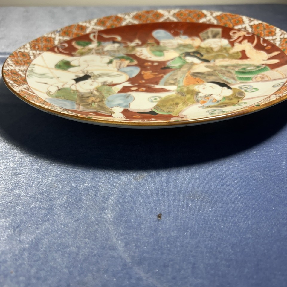 Antique Japanese Meiji charger plate 7 immortals, large 12” | eBay