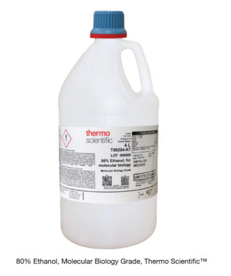 Thermo Scientific™ 80% Ethanol, T08204K7, Molecular Biology Grade, 4 ...