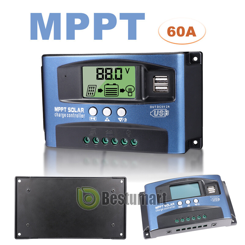 2USB 100A MPPT Solar Controller 12/24/36/48V Battery Charger For Solar ...