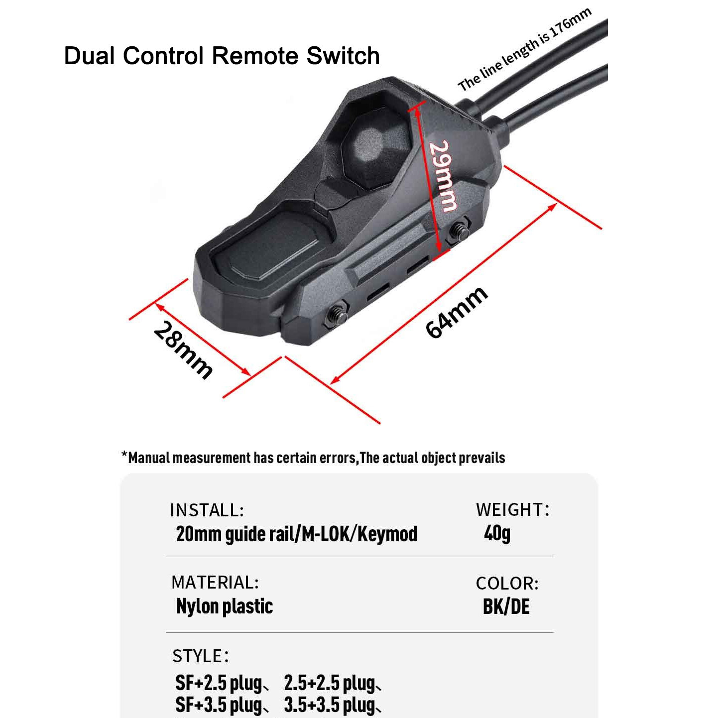 Hunting flashlight Dual Remote Control ModButton For Mlok PEQ NGAL ...