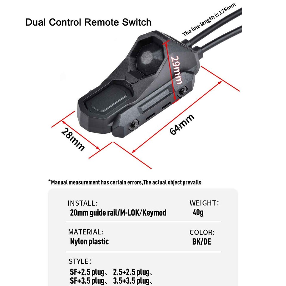 Tactical Flashlight Remote Dual Pressure Switch OGL PEQ DBAL ModButton ...