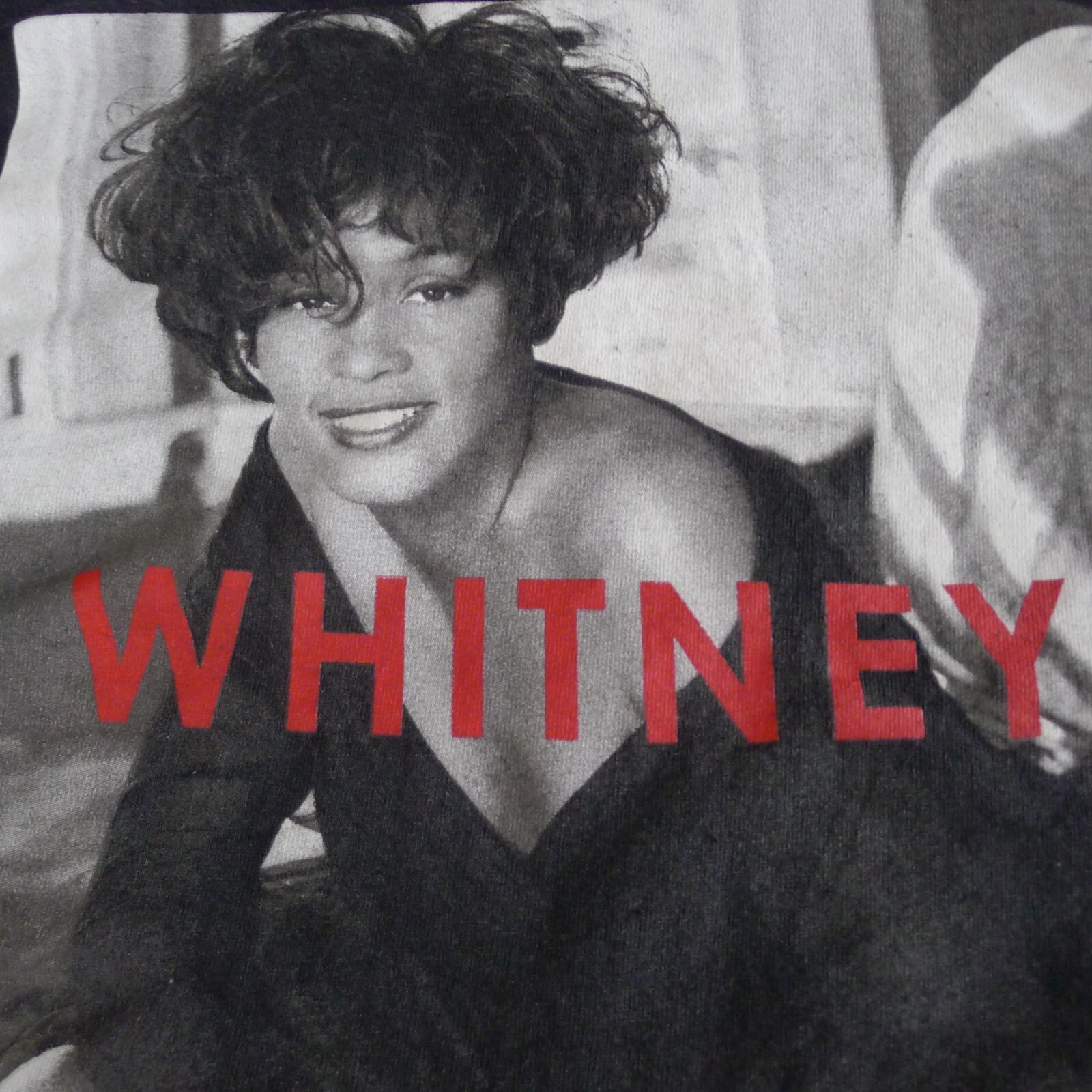 Whitney Houston Graphics Short Sleeve Boxy Cropped Black T-Shirt Small ...