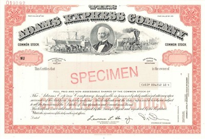 Adams Express Co. - Specimen Stock Certificate - Fantastic Graphics ...