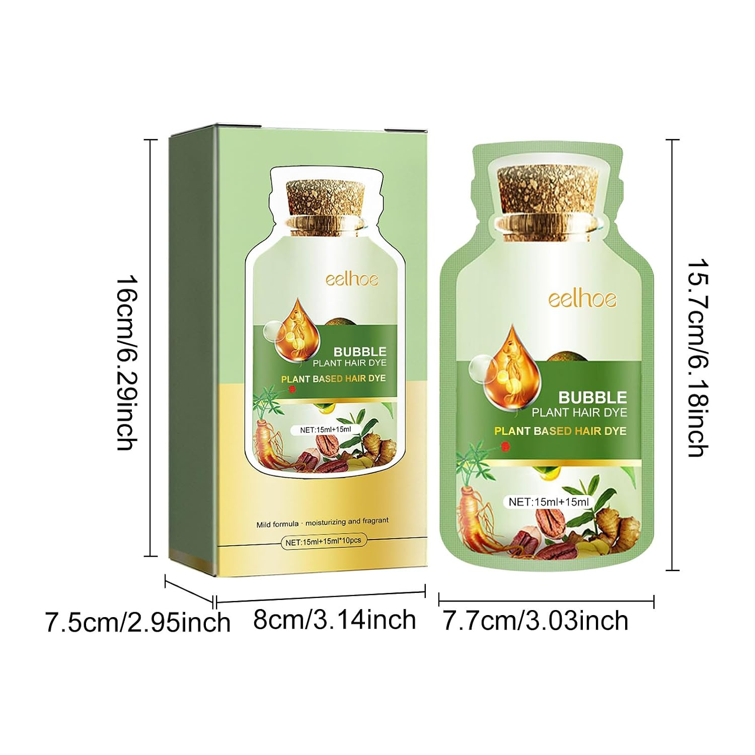 Natural Plant Plant-Based Hair Color Bubble Dye for Grey Coverage ...