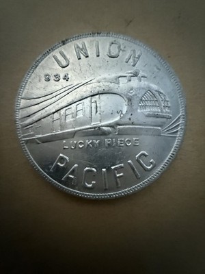 Vintage 1934 Union Pacific Lucky Piece Metal Token - Sample of Aluminum ...
