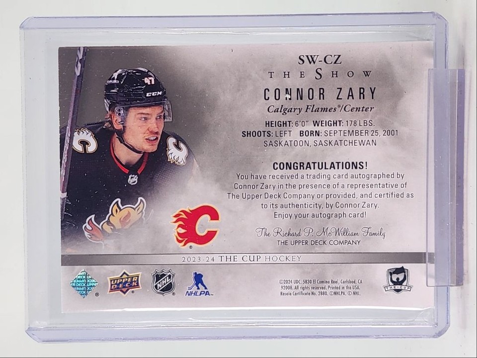 CONNOR ZARY 2023-24 UD THE CUP ROOKIE THE SHOW SIGNATURES RC AUTO Q3562 ...