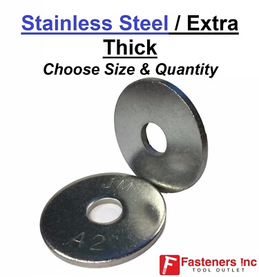 Stainless Steel Extra Thick Heavy Fender Washer Inch Sizes 1/4" 5/16" 3 ...