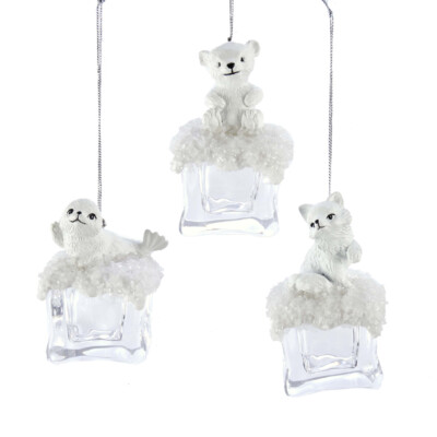 Set of 3 Arctic Animals On Ice Cube Ornaments T2698 w | eBay