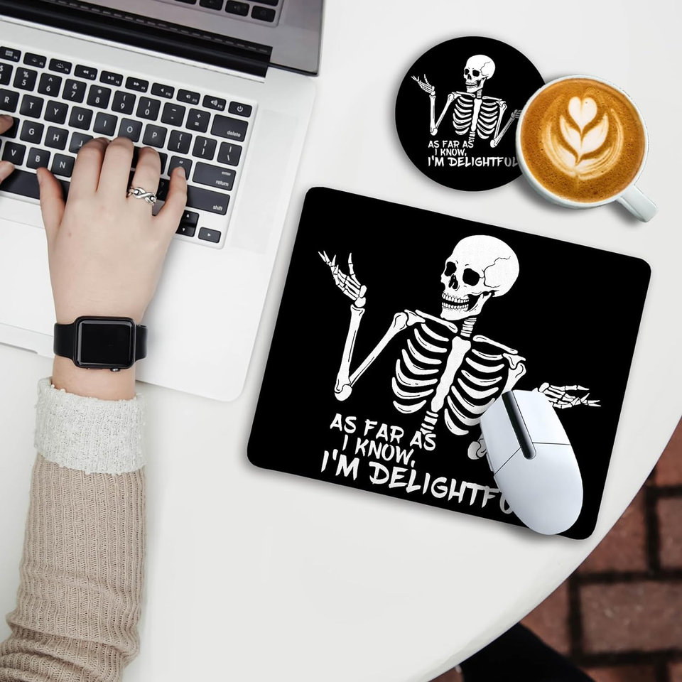 Funny Skull Square Mouse Pad for Desk 10.2 X 8.6 Inch, Skeleton Gaming ...