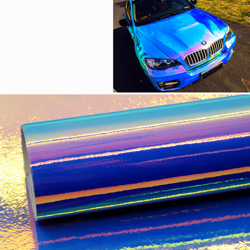 Rainbow blue Holographic Car Wrap Vinyl Air Bubble Free Sticker 3m ...