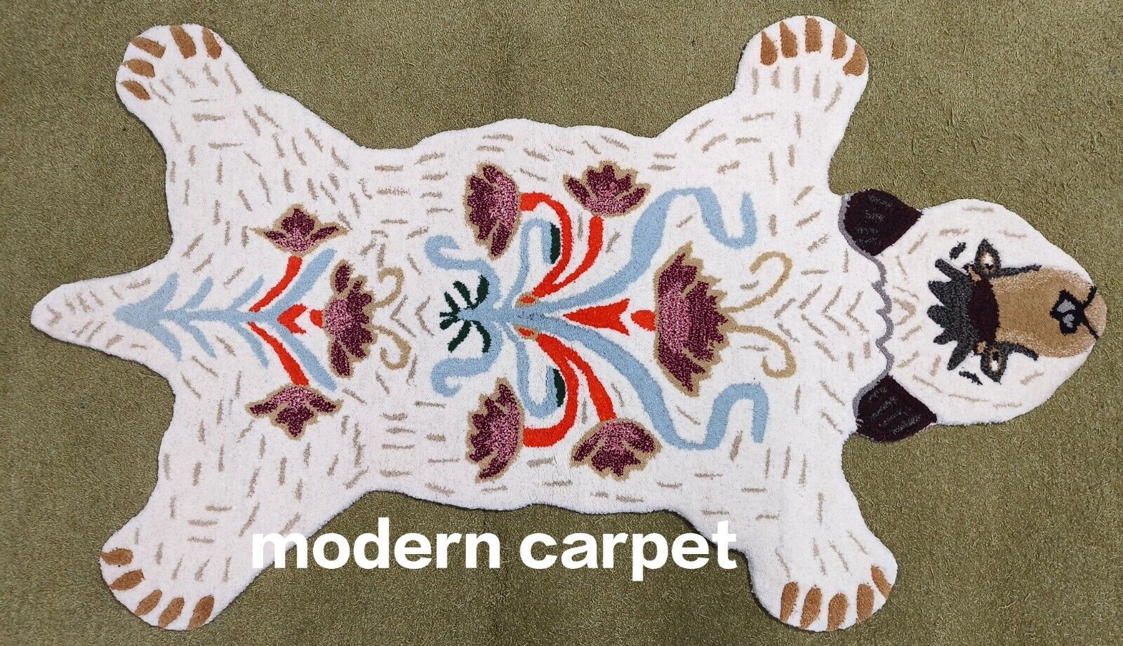 Polar Bear Rugs 3x5 Feet Handmade 100% Woolen Hand Tufted For Home ...