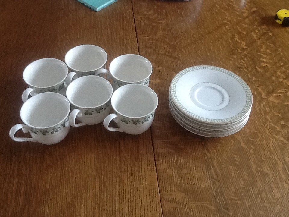 Le Perle green Umbria Bosco bone china 6 tea sets cup/plate | eBay UK