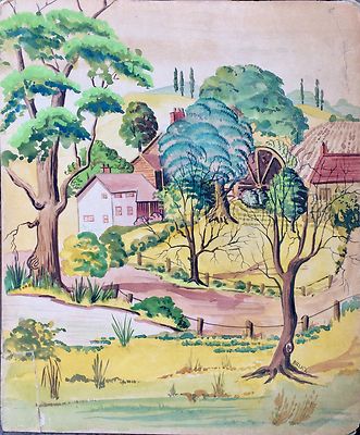 RARE: Edward Bruce (1879-1943); Original Modernist Watercolor Landscape ...