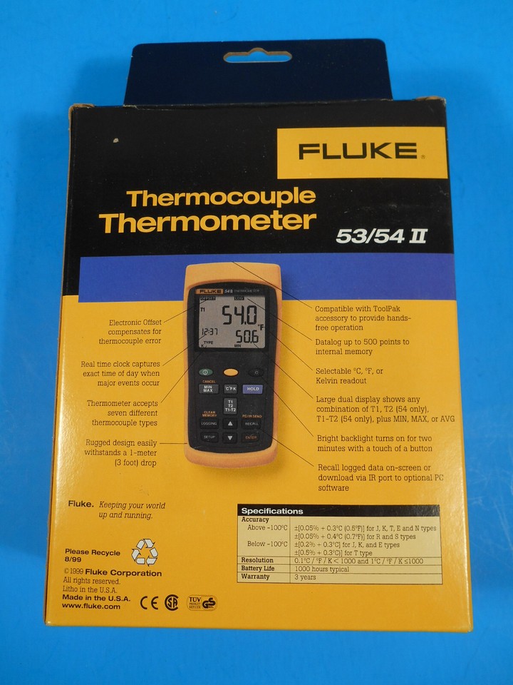 Fluke Thermocouple Dual Input Digital Thermometer 54 II Excellent | eBay