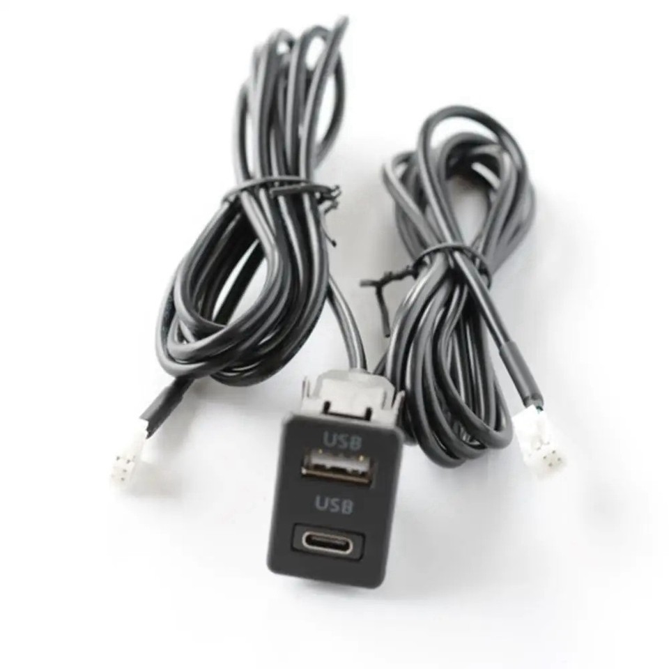 Car Dash Mount USB+TYPE-C Port Panel Interface Extension Cable Adapter ...
