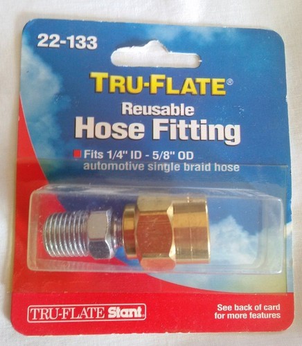 Tru-Flate 22-133 1/4"ID Thread NPT Male Automotive Single Reusable Hose ...