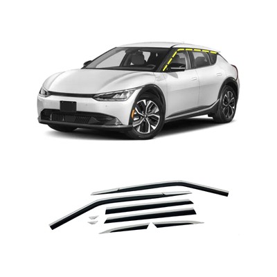 2022-2024 Kia EV6 Rain Guards for Kia 8PCs Black with Chrome Line Tape ...