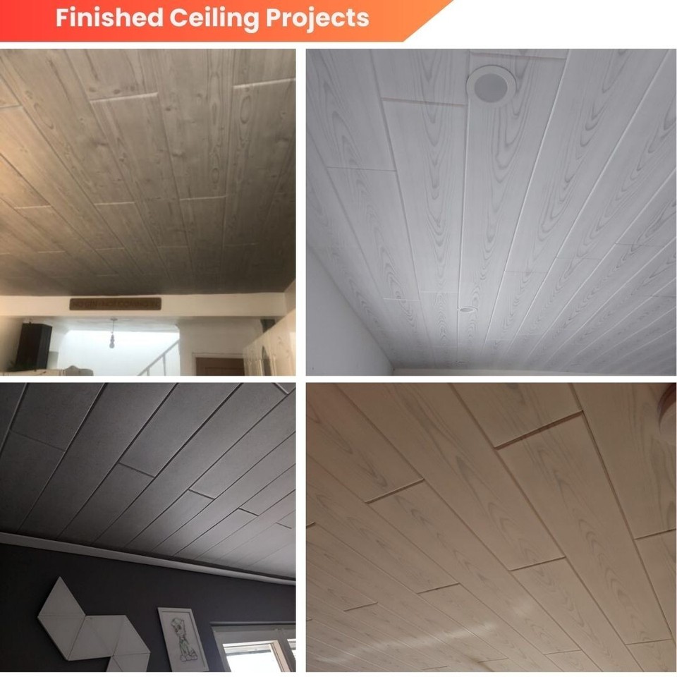 Polystyrene Ceiling Tile 3D Wall Panel Decorative Wood Planks (12 ...