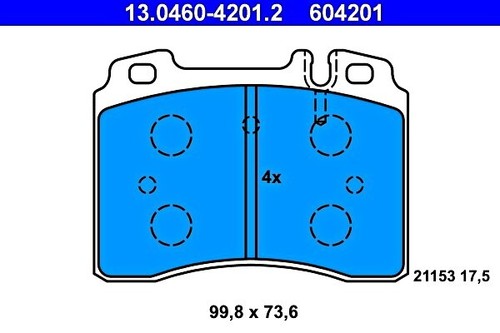 ATE Disc Brake Pad Set For MERCEDES 190 A124 C124 C208 R129 S124 ...