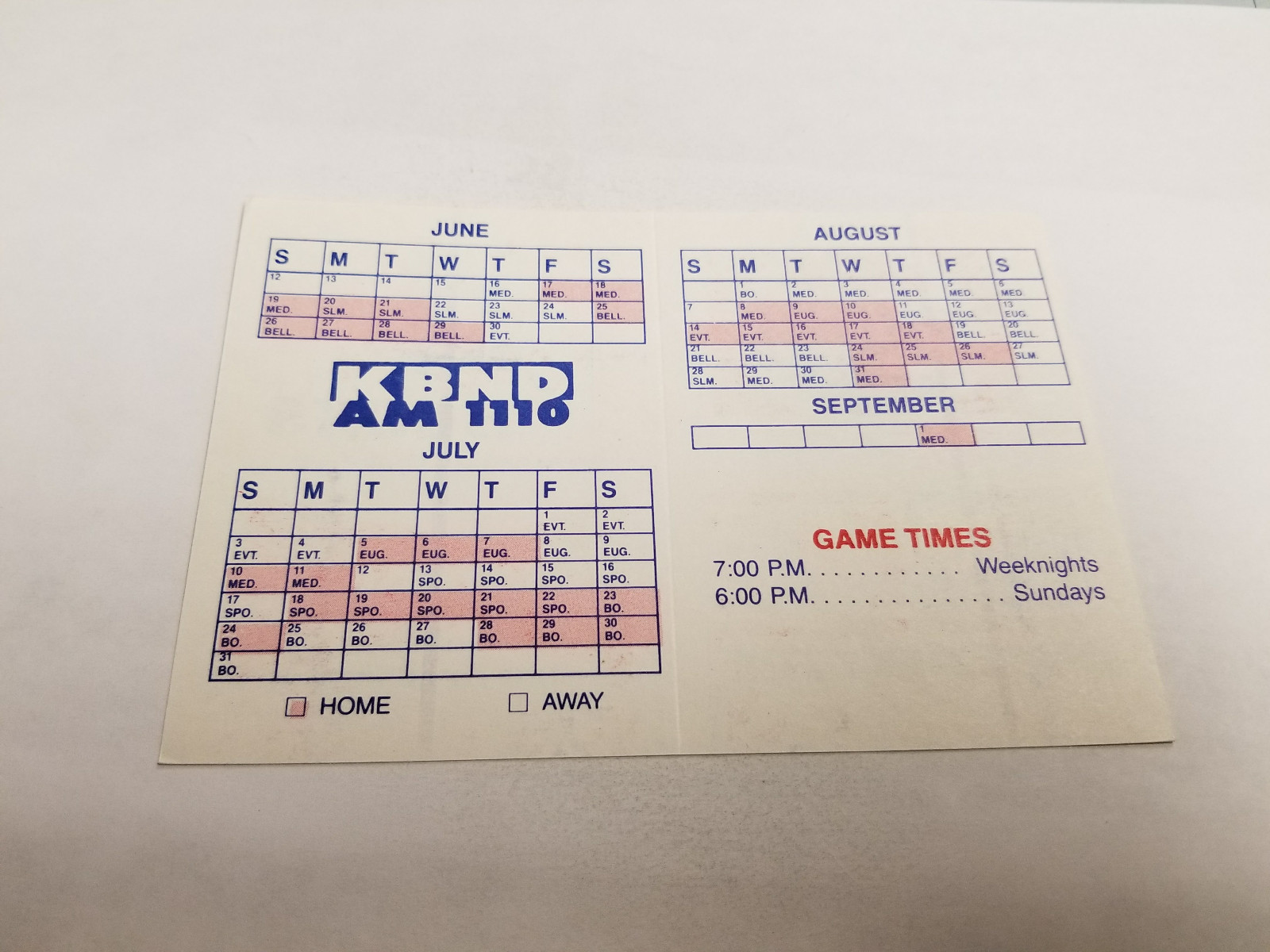 Bend Bucks 1988 Minor Baseball Pocket Schedule - Budweiser/Pepsi | eBay
