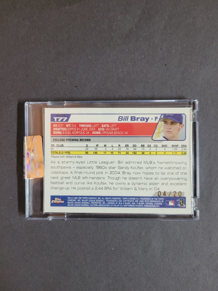 2004 Topps Traded Chrome Bill Bray #04/20 Uncirculated Xfractor RC ...